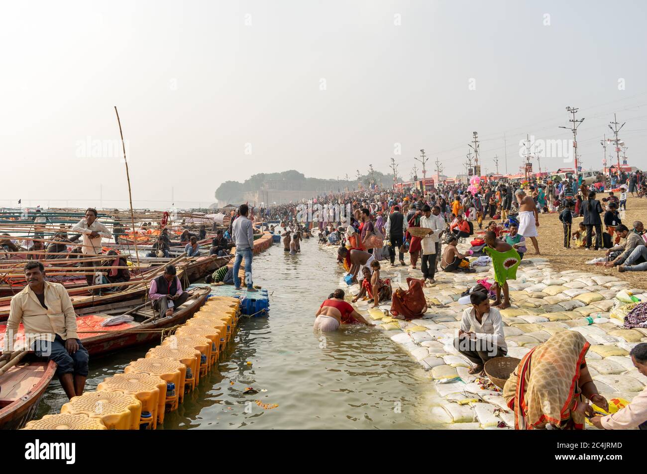 Kumbha Mela, Allahabad, Uttar Pradesh, India; 17-Feb-2019; the holy dip ...