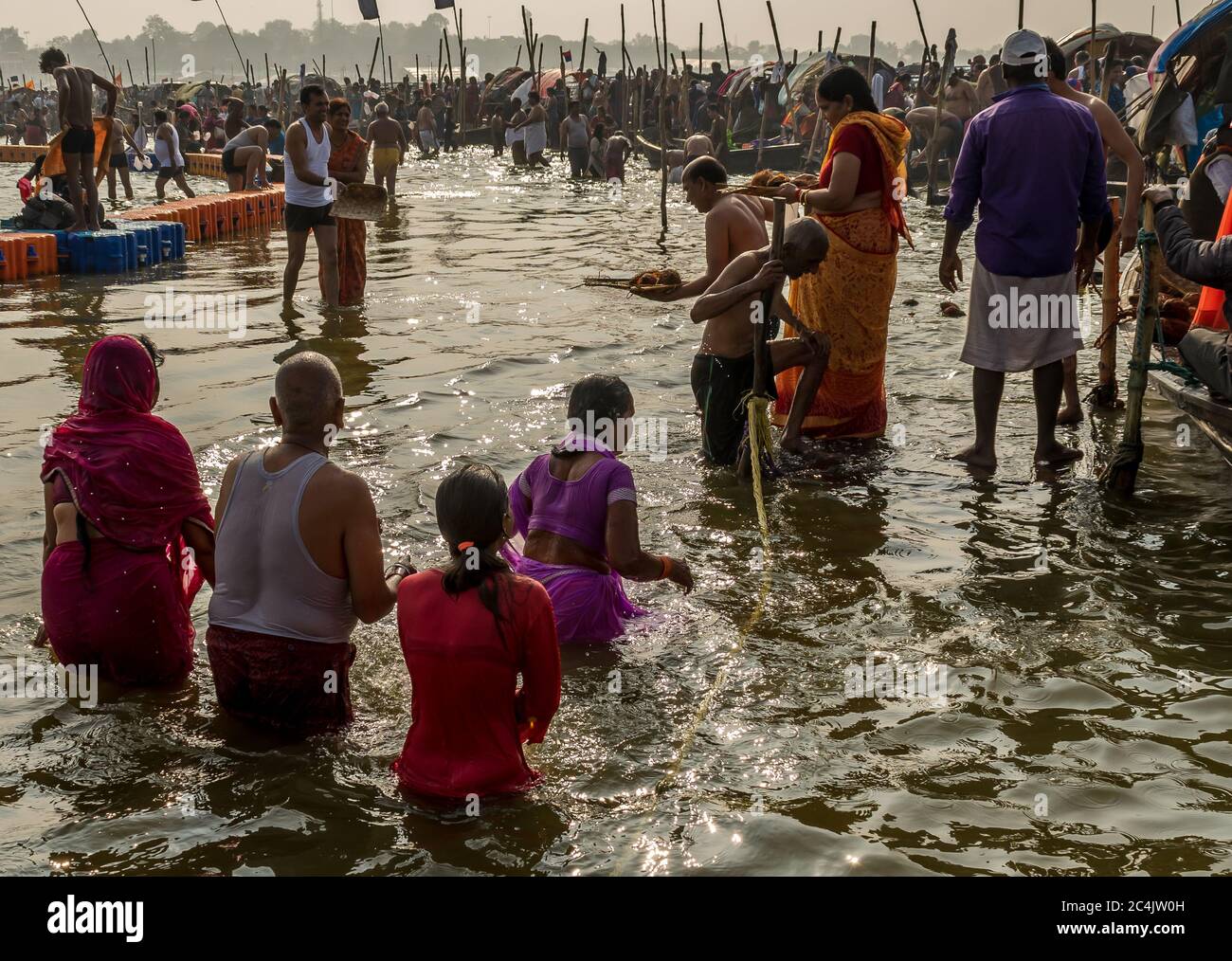Kumbha Mela, Allahabad, Uttar Pradesh, India; 17-Feb-2019; the holy dip ...
