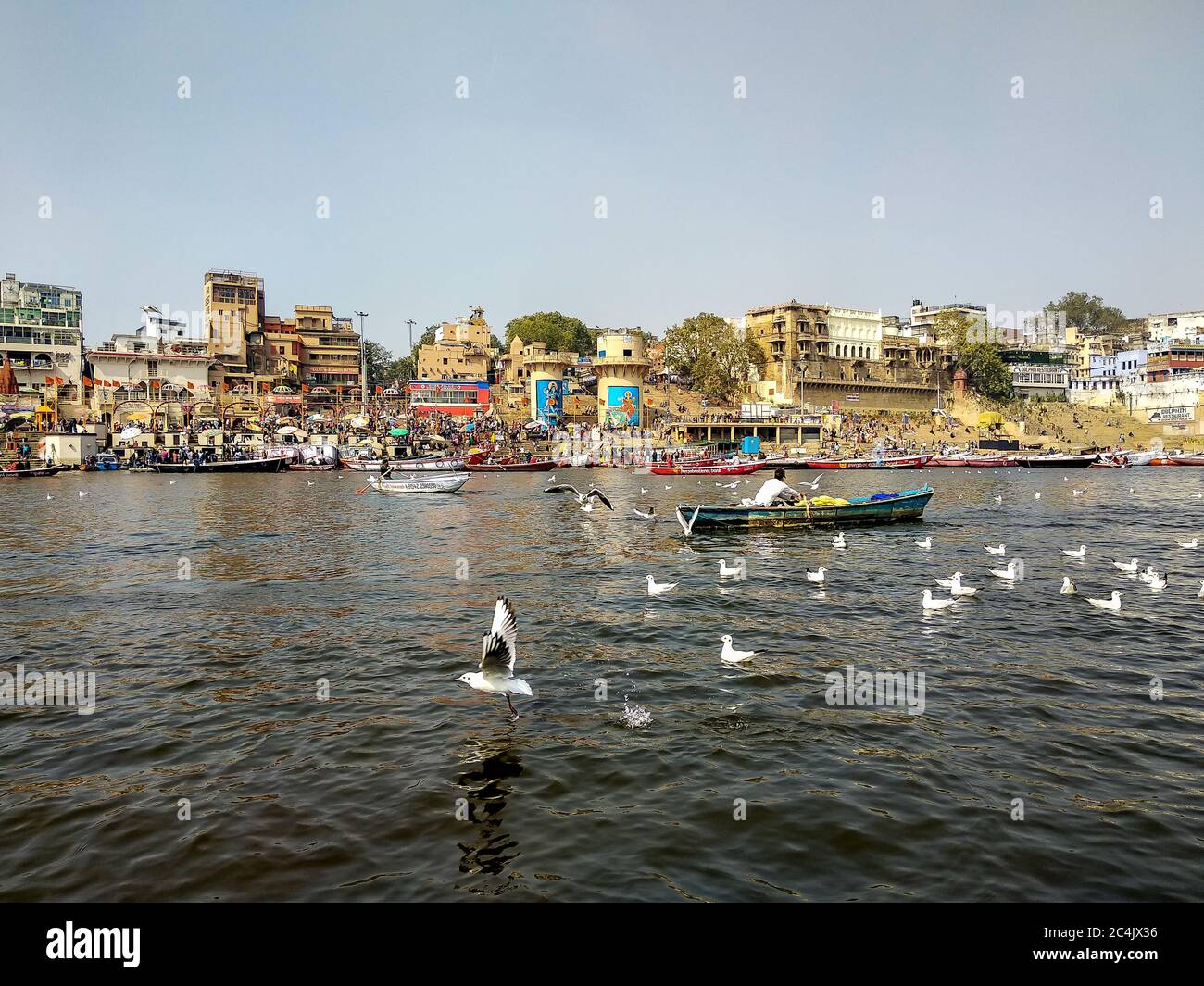 Dashashwamedh Ghat, River Ganges, Varanasi, Uttar Pradesh, India; a ...
