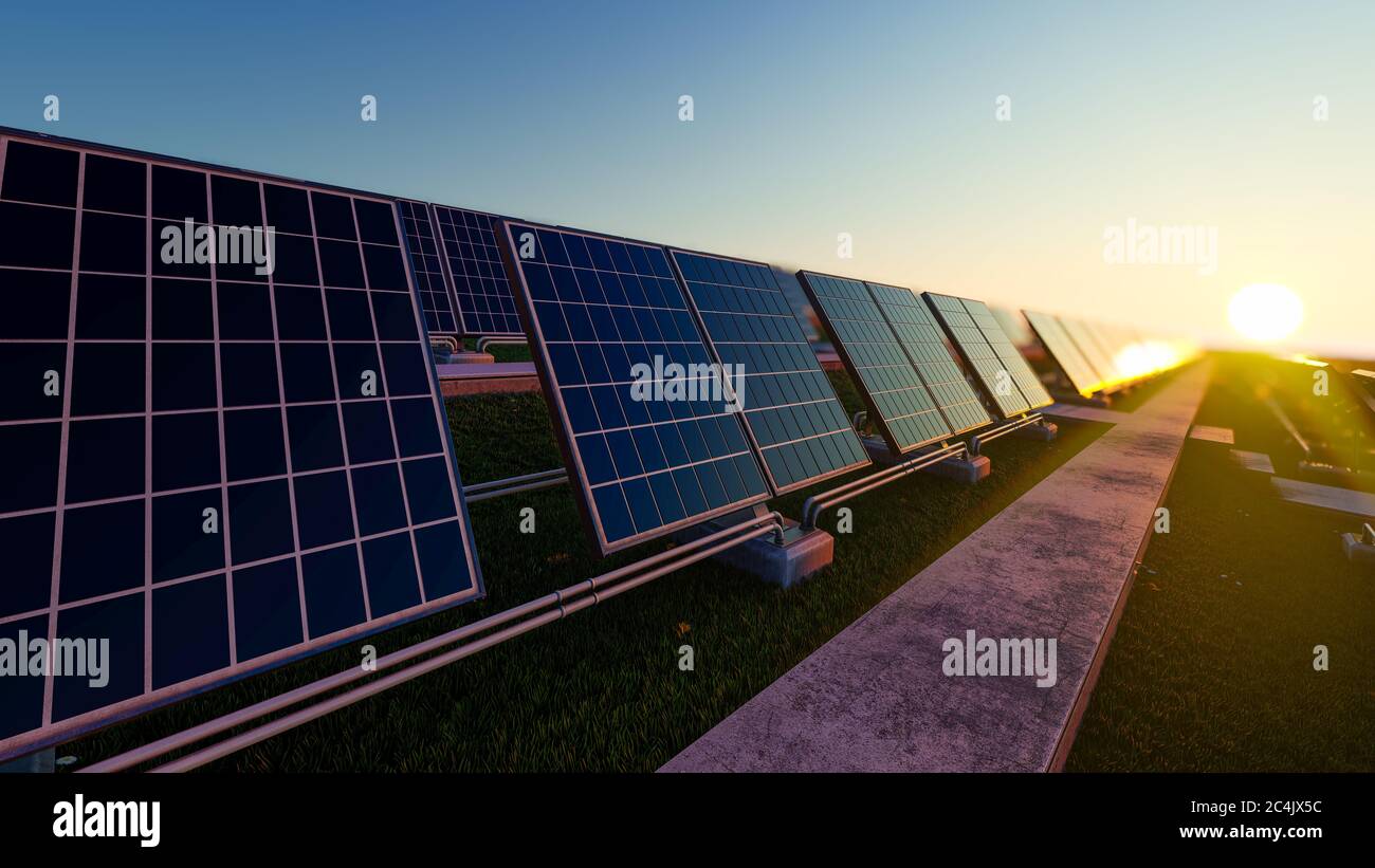 Solar Panel Farm under Dramatic Sky Stock Photo - Alamy