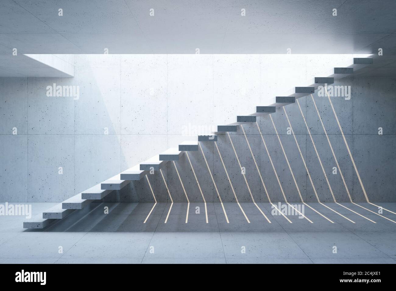 modern staircase in concrete interior, 3d rendering Stock Photo - Alamy