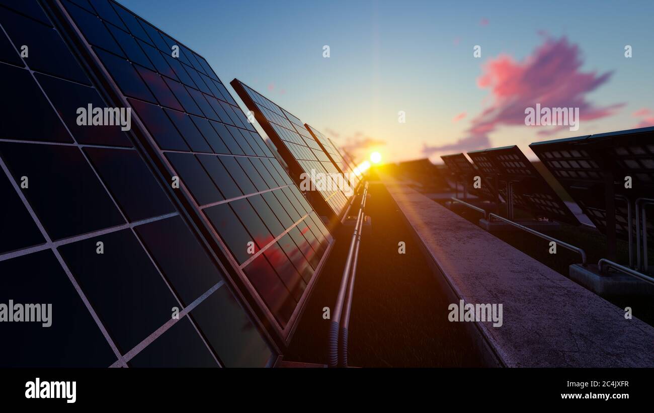 Solar Panel Farm under Dramatic Sky Stock Photo - Alamy