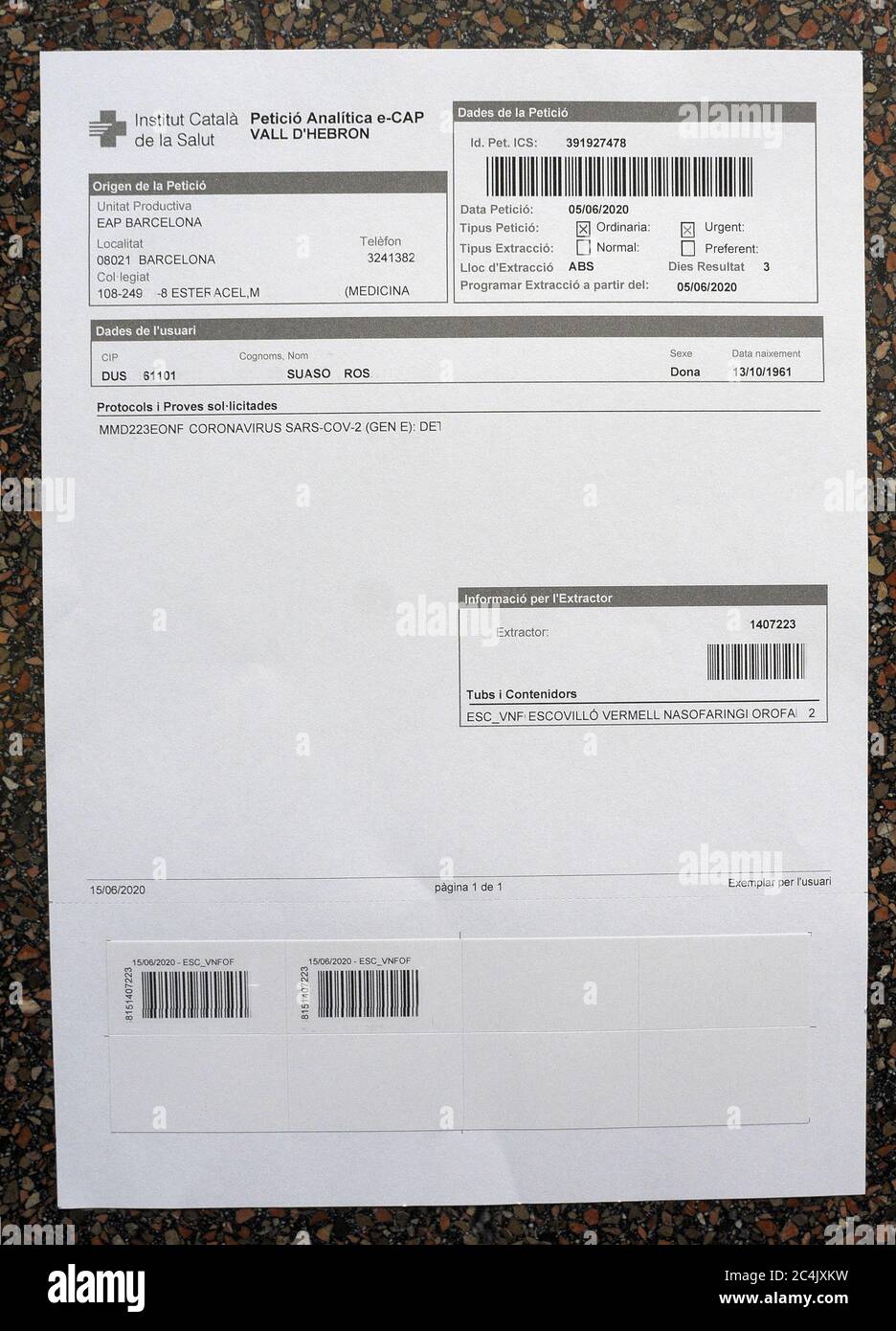 Coronavirus test form hi-res stock photography and images - Alamy