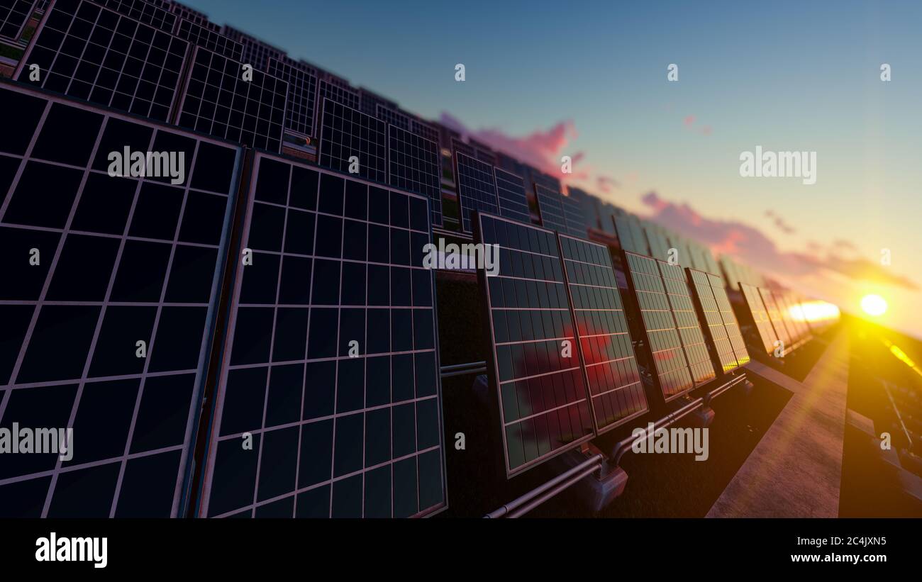 Solar Panel Farm under Dramatic Sky Stock Photo - Alamy