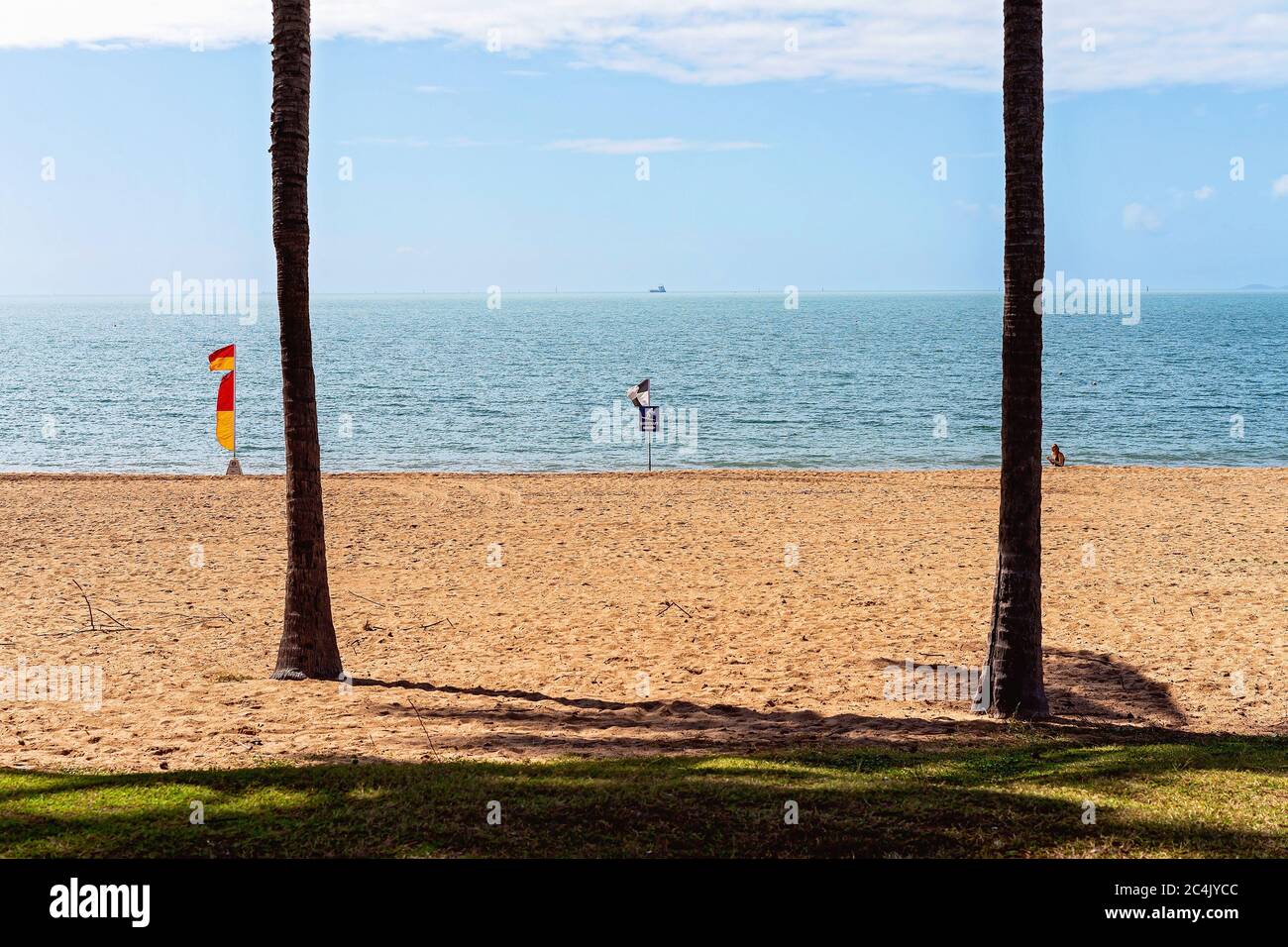 Surf lifesaving flags at the beach indicating where to swim Stock Photo ...
