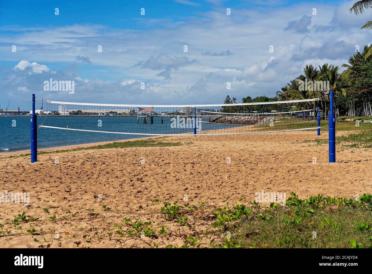 Nets erected on the beach for playing ball sports in the sand Stock ...