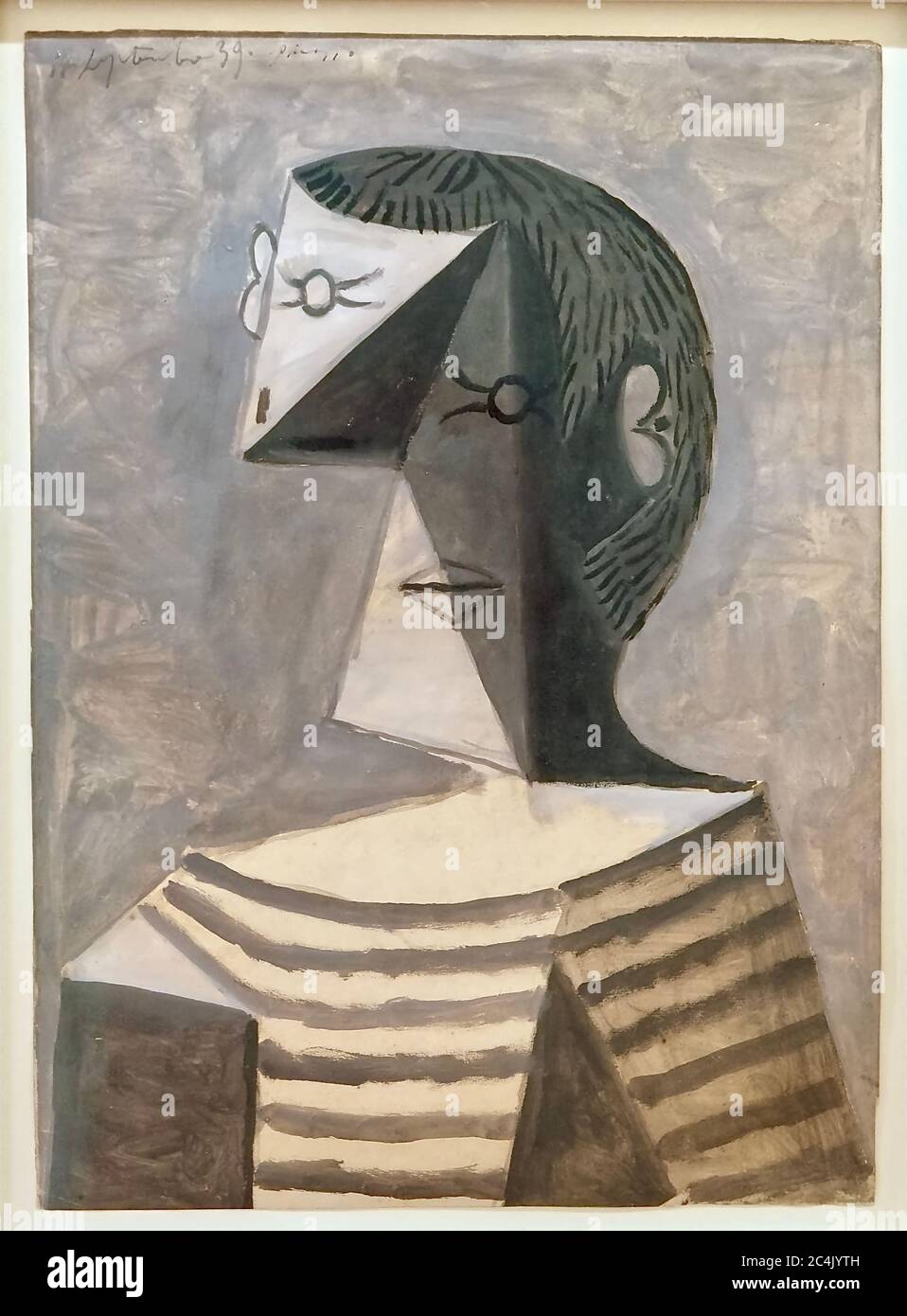 Art of Pablo Picasso named Half-length Portrait of a Man in a Striped ...