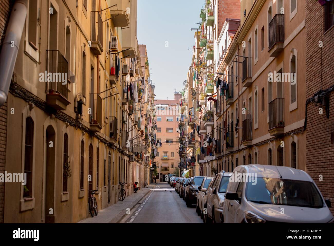 BARCELONA - JUNE 26, 2020: Street on Barceloneta beach with people from ...