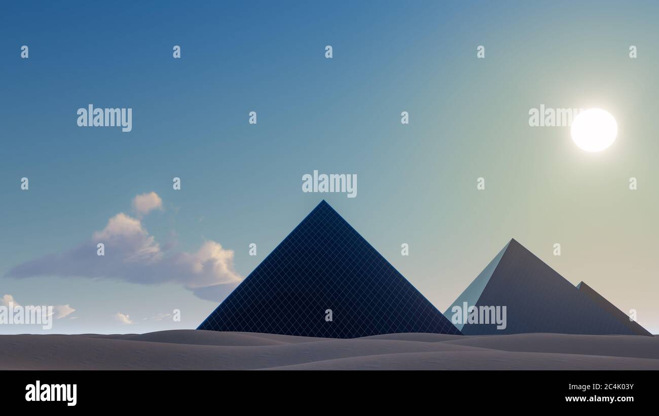 Pyramidal Solar Panels in the Desert with Palm Trees Stock Photo - Alamy