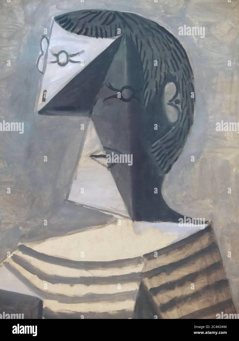 Art of Pablo Picasso named Half-length Portrait of a Man in a Striped ...