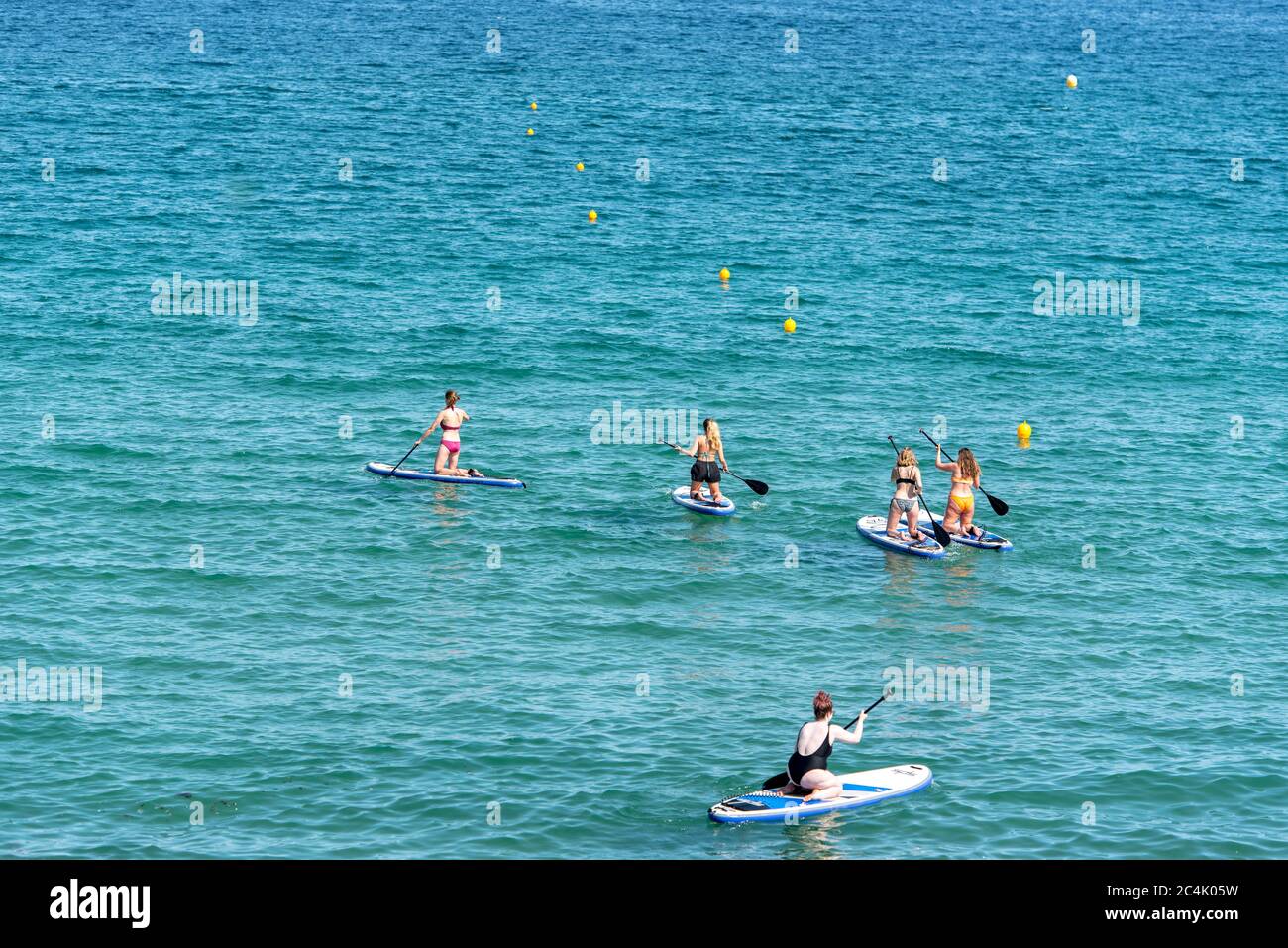 BARCELONA - JUNE 26, 2020: Barceloneta beach with people in summer ...