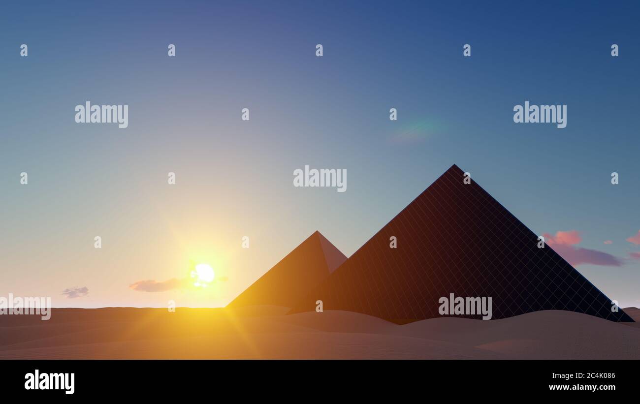 Pyramidal Solar Panels in the Desert with Palm Trees Stock Photo - Alamy