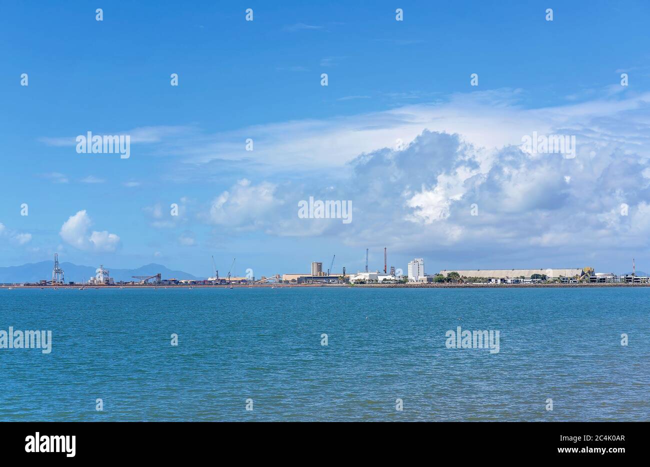 An industrial wharf on the water for manufacturing and the import and ...