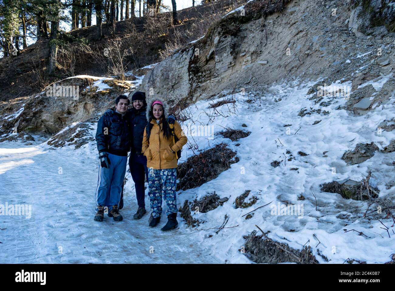 Narkanda, Himachal Pradesh, India; 28-Dec-2018; posing while hiking to ...