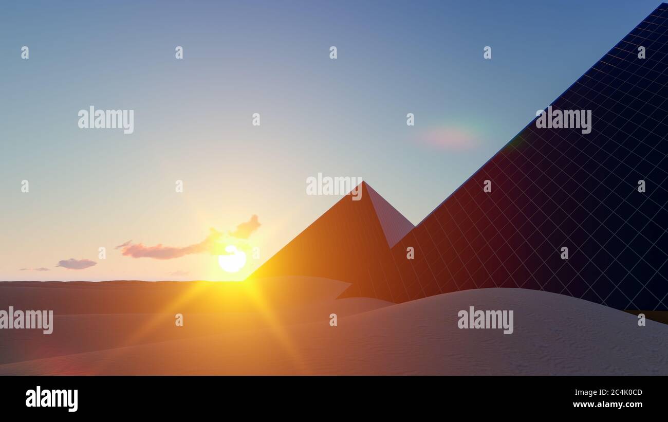 Pyramidal Solar Panels in the Desert with Palm Trees Stock Photo - Alamy