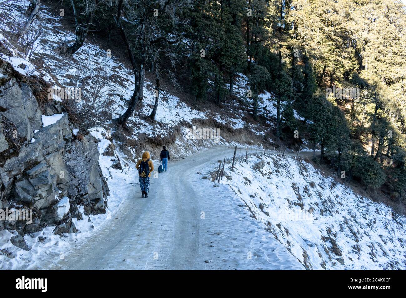A long hike to the Agyaat Vaas Resort, near hatu peak, road covered ...