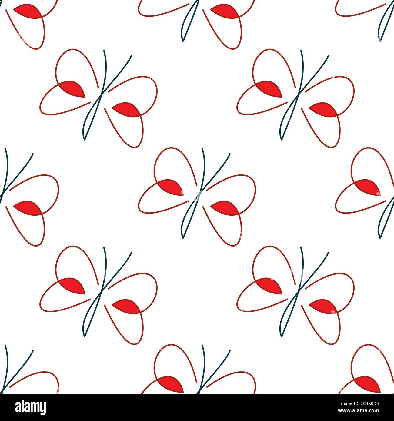 Seamless pattern with red butterfly Stock Vector Image & Art - Alamy
