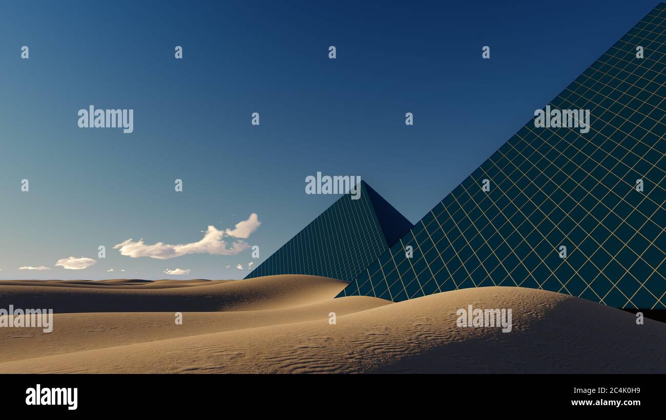Pyramidal Solar Panels in the Desert with Palm Trees Stock Photo - Alamy