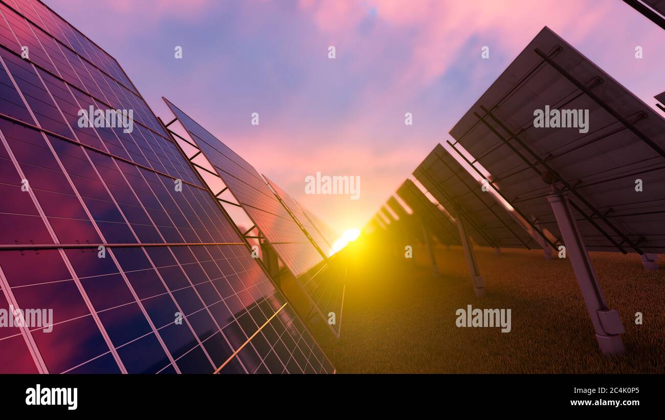 Solar panel farm under dramatic sky hi-res stock photography and images ...