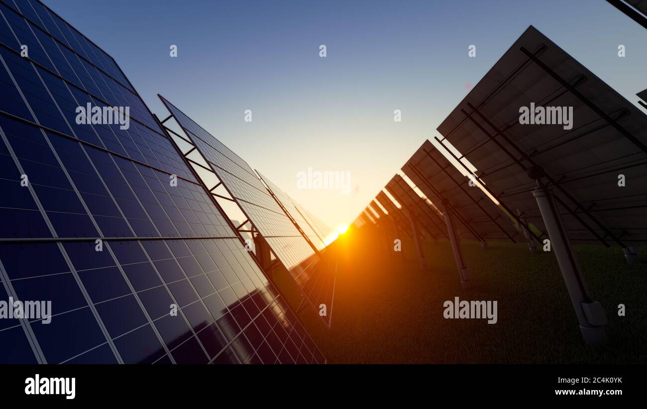 Solar Panel Farm under Dramatic Sky Stock Photo - Alamy