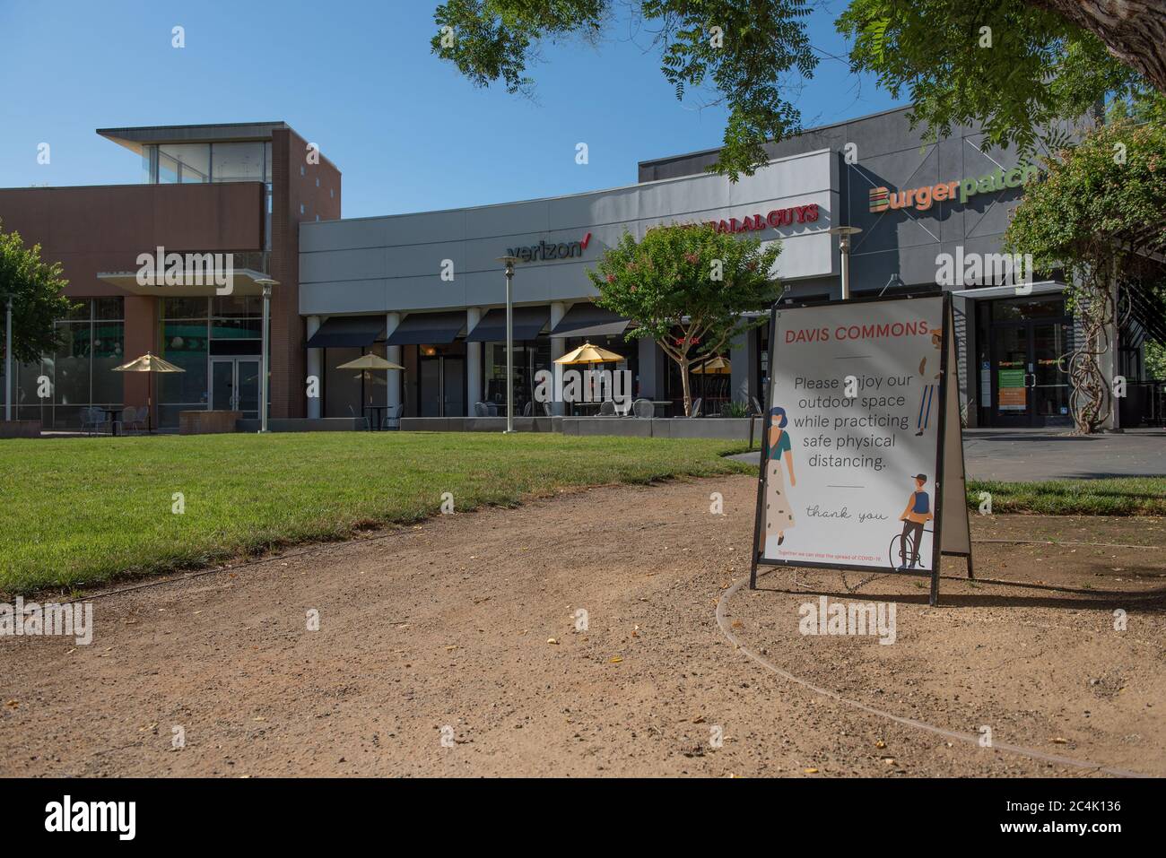 Davis, California, USA. June 20, 2020. Davis Commons is empty on a ...