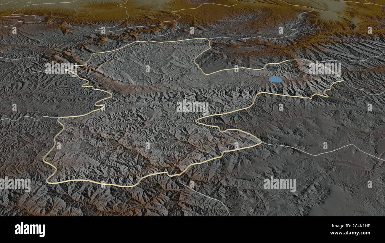 Zoom in on Bamyan (province of Afghanistan) outlined. Oblique ...