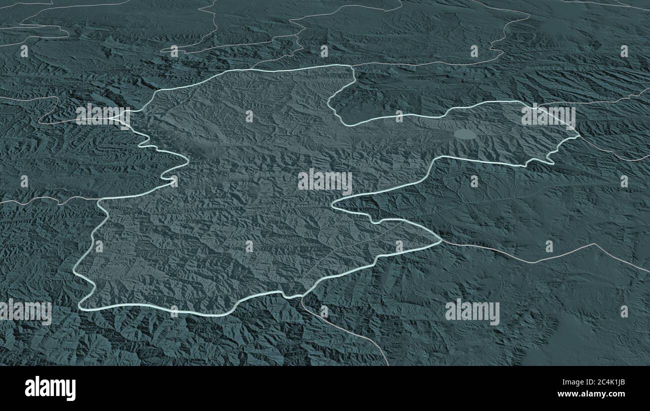 Zoom in on Bamyan (province of Afghanistan) outlined. Oblique ...