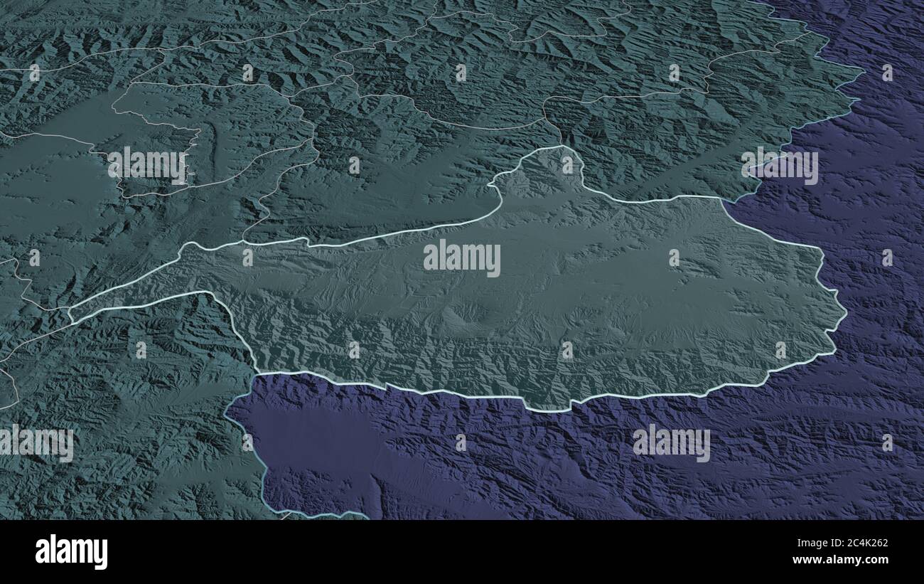 Zoom in on Nangarhar (province of Afghanistan) outlined. Oblique ...