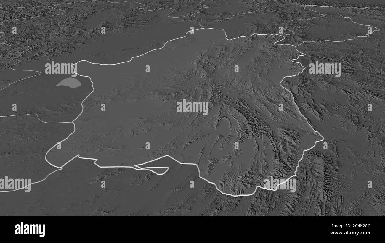 Zoom in on Paktika (province of Afghanistan) outlined. Oblique ...