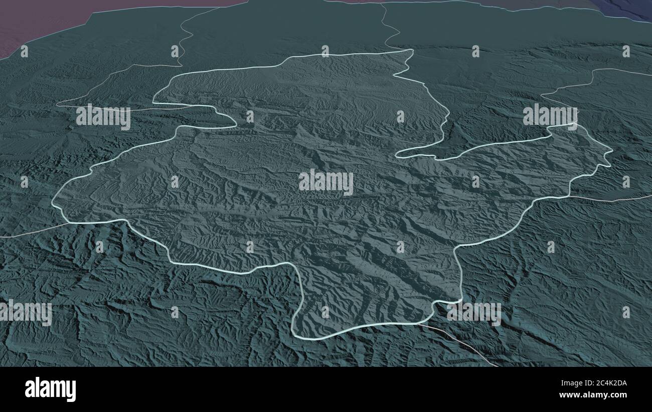 Zoom in on Sar-e-Pol (province of Afghanistan) outlined. Oblique ...