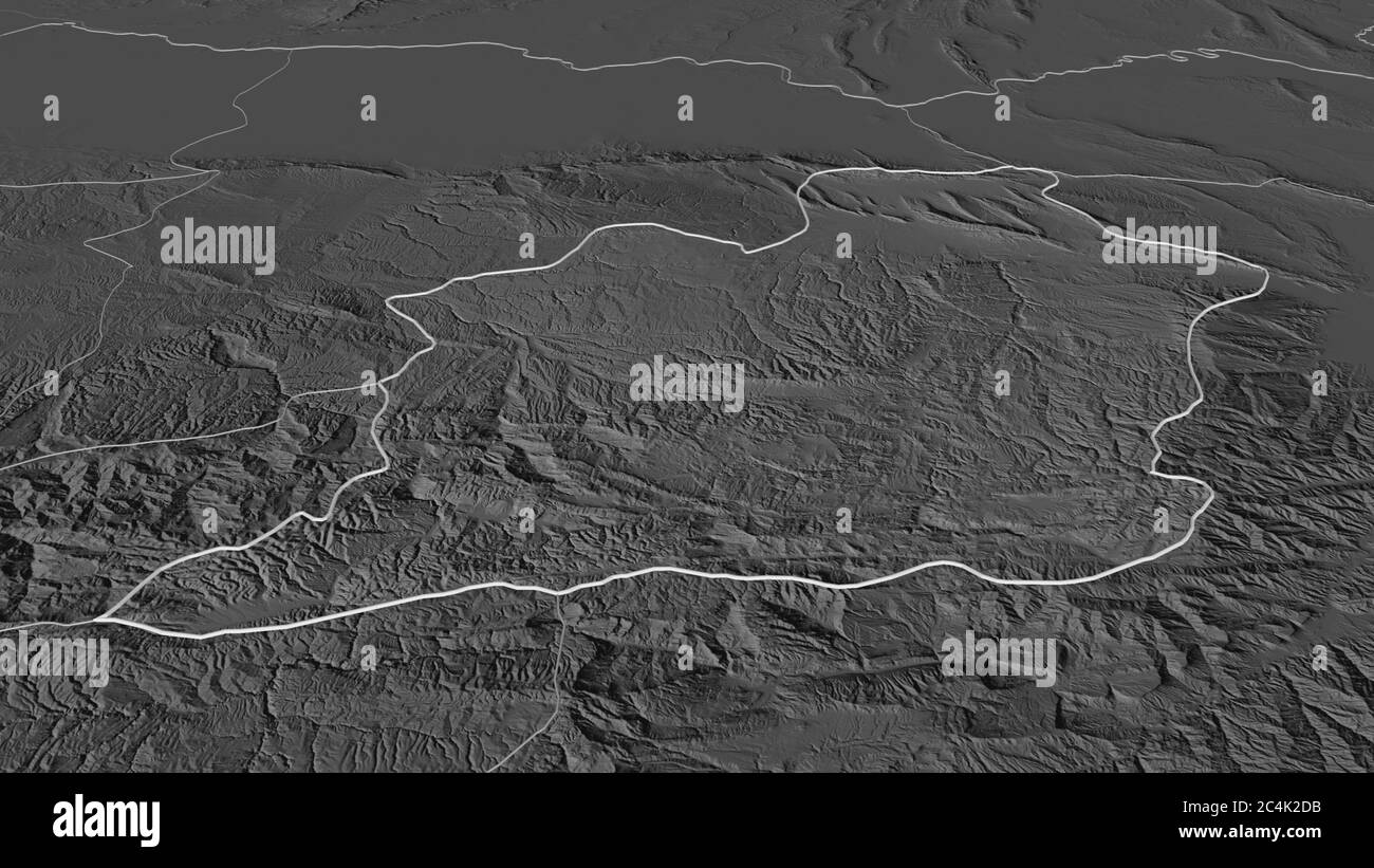 Zoom in on Samangan (province of Afghanistan) outlined. Oblique ...