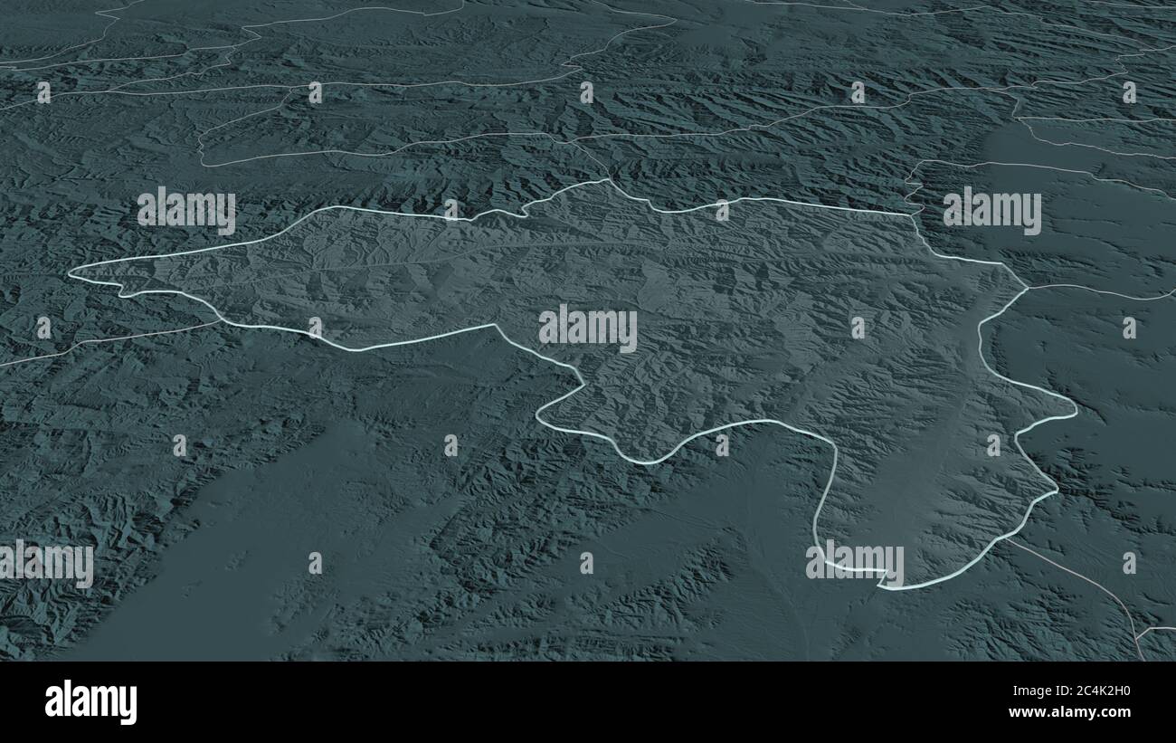 Zoom in on Wardak (province of Afghanistan) outlined. Oblique ...