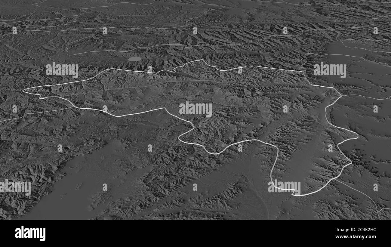 Zoom in on Wardak (province of Afghanistan) outlined. Oblique ...