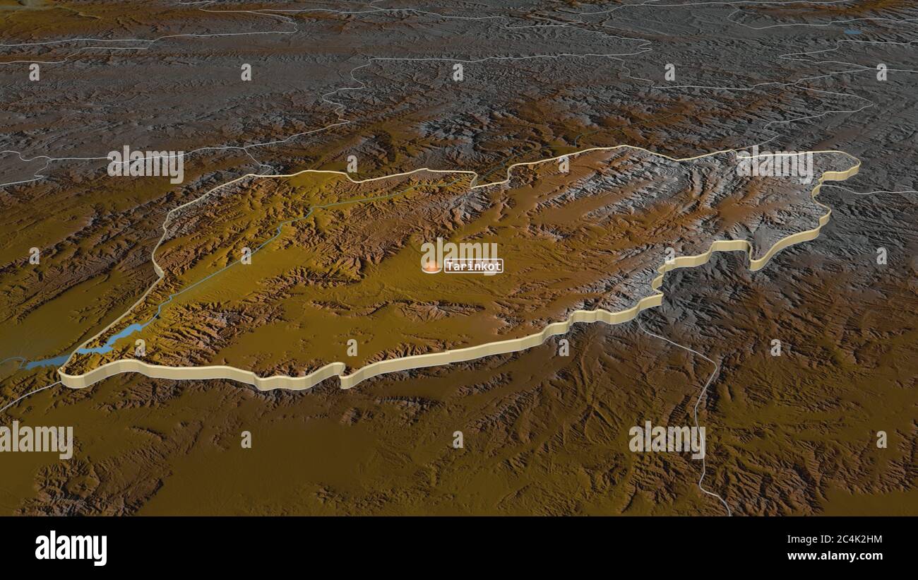 Zoom in on Urozgan (province of Afghanistan) extruded. Oblique ...