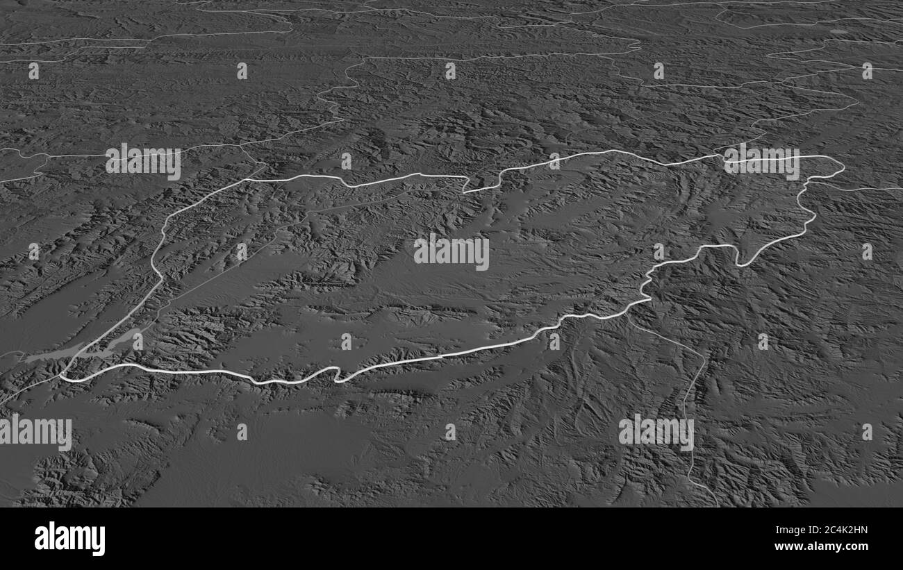 Zoom in on Urozgan (province of Afghanistan) outlined. Oblique ...