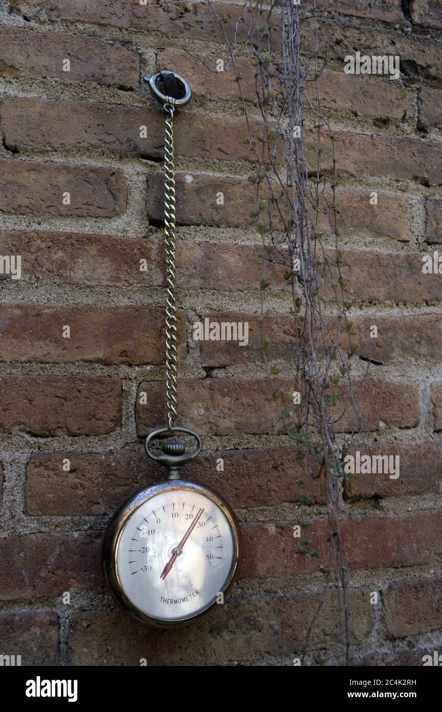 vintage thermometer device to measure the temperature of the outside ...