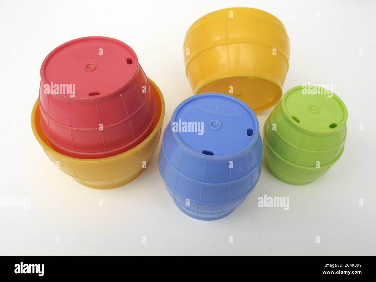 Children's toy, barrels, Playskool, nestable barrels, used toy Stock ...