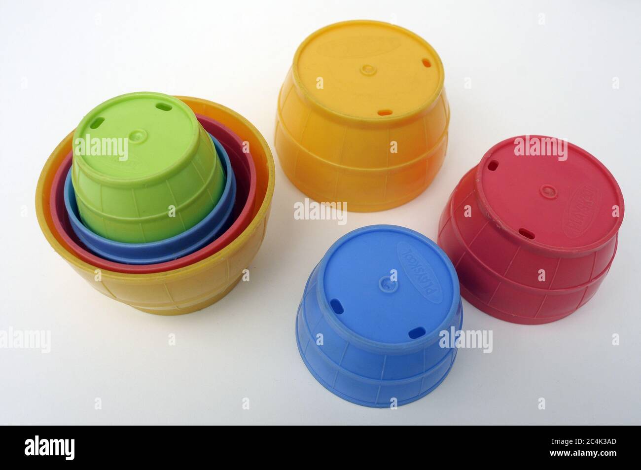 Children's toy, barrels, Playskool, nestable barrels, used toy Stock ...