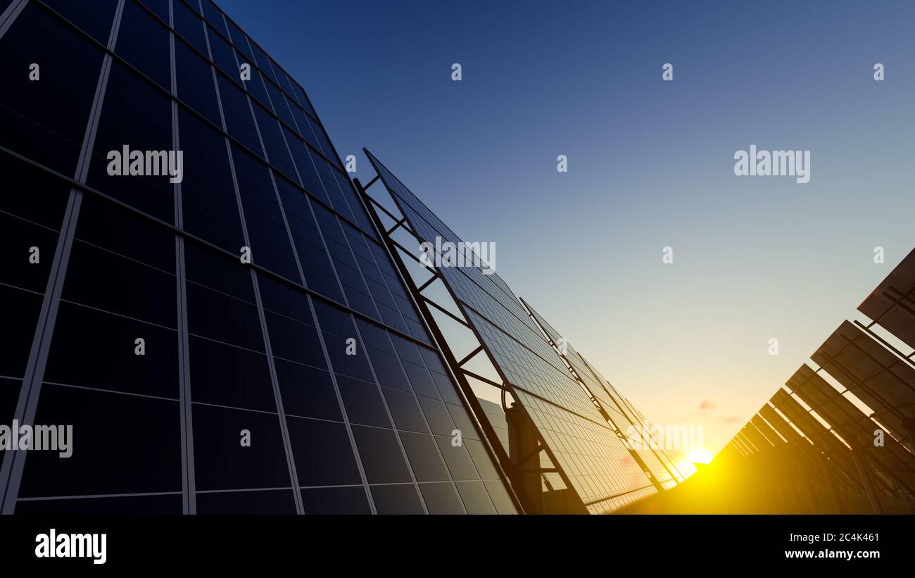 Solar panel farm under dramatic sky hi-res stock photography and images ...