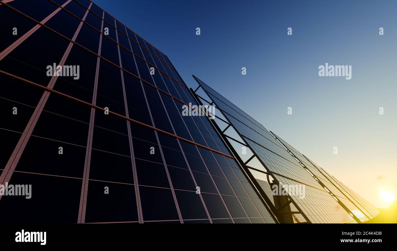 Solar panel farm under dramatic sky hi-res stock photography and images ...