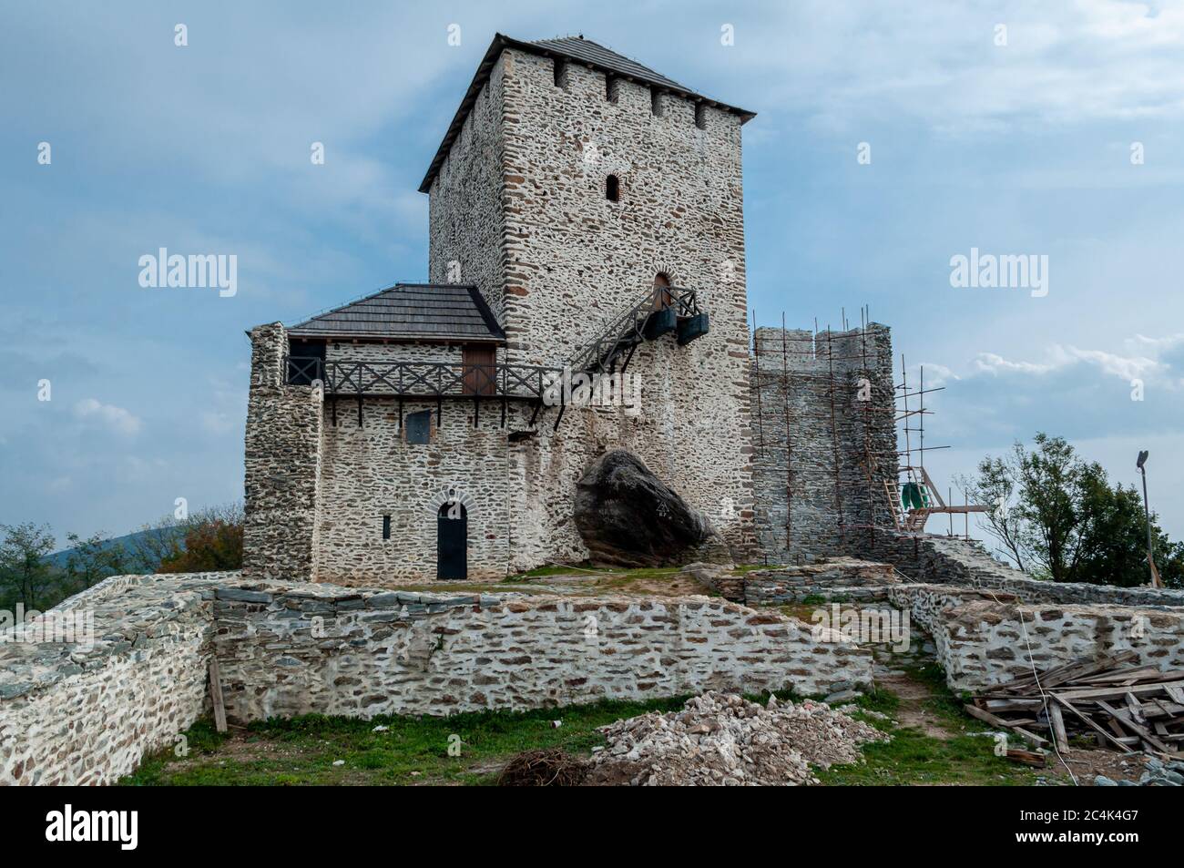 A view of the Vrsac Castle under reconstruction. Medieval fortress ...