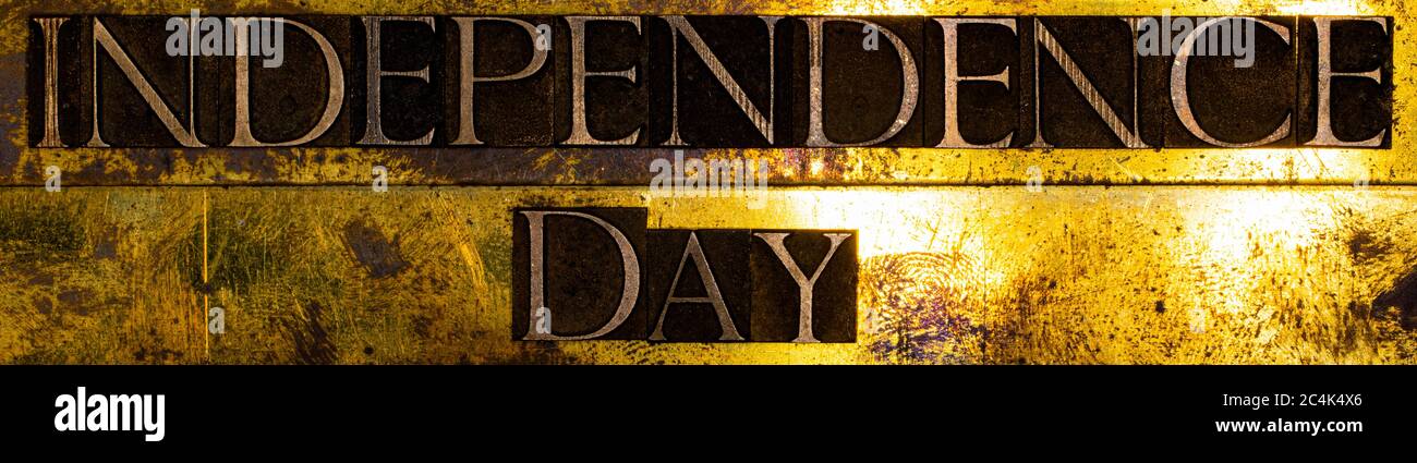 Independence Day text formed with real authentic typeset letters on ...