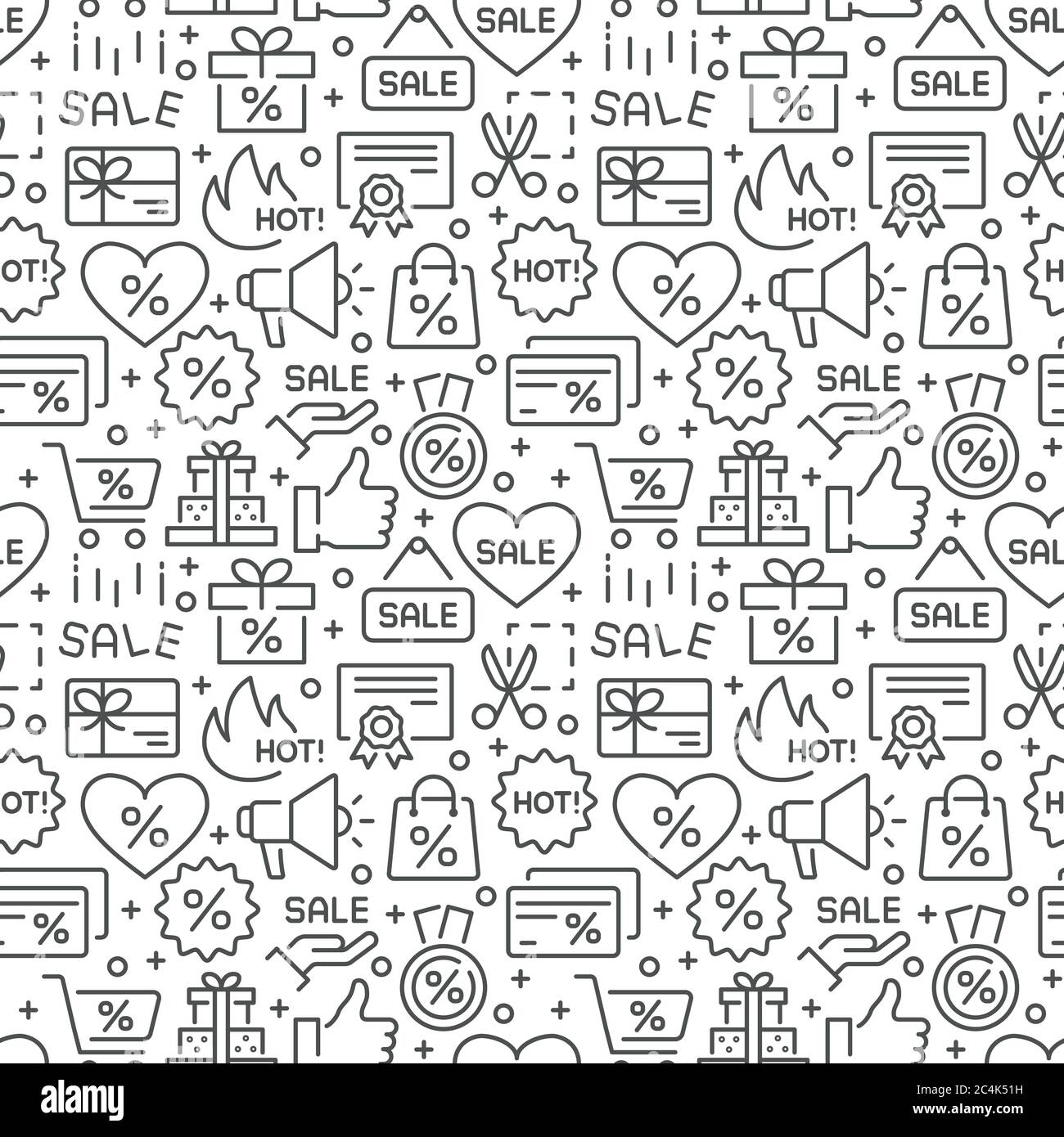 Discounts and sales seamless pattern with thin line icons Stock Vector ...