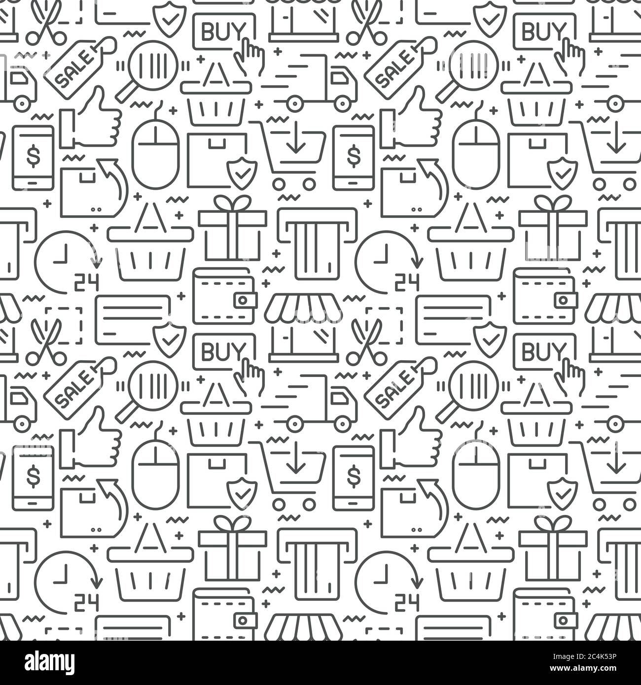 E-commerce seamless pattern with thin line icons Stock Vector Image ...