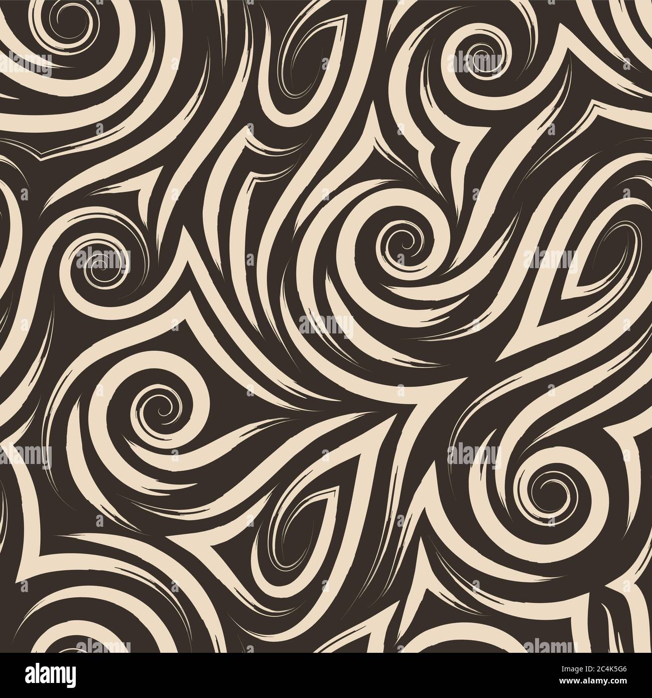 Vector beige seamless pattern of spirals and curls for decoration and ...