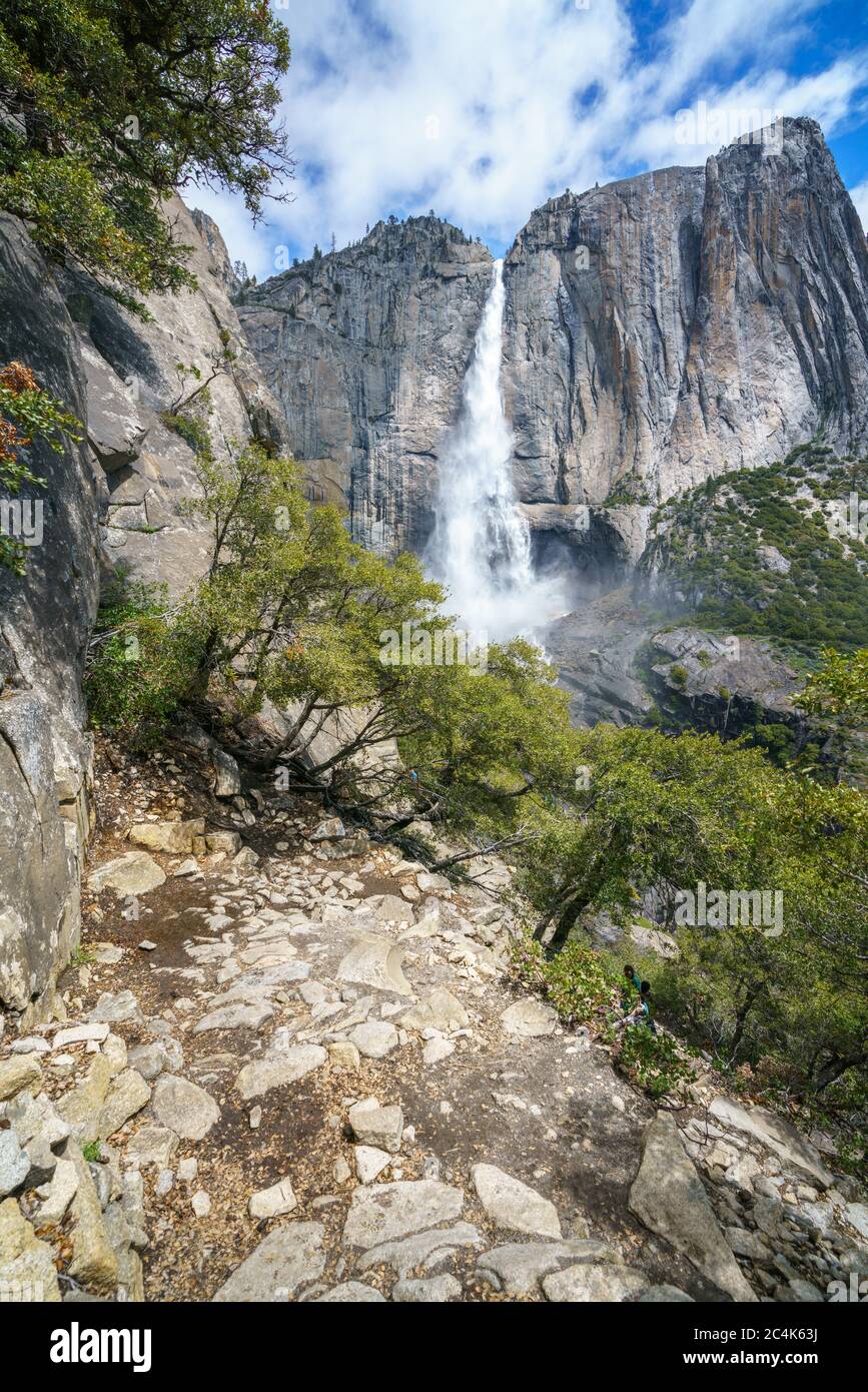 hiking the upper yosemite falls trail in yosemite national park in ...