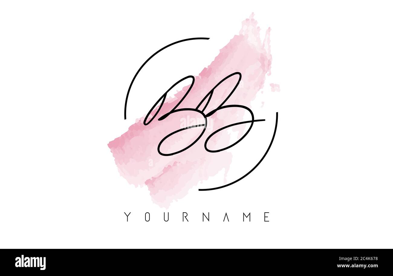 BB B Letters Logo with Pastel Watercolor Acquarella Brush Stroke and ...