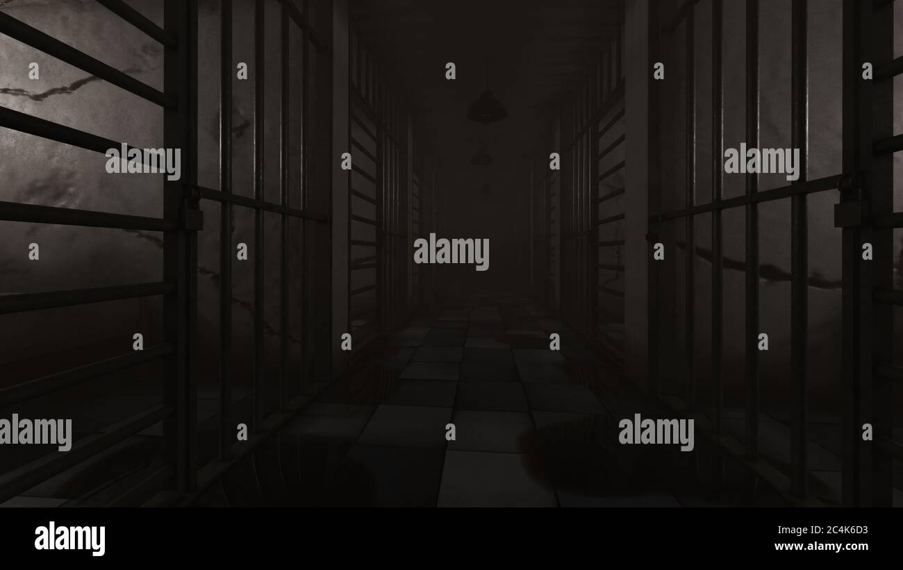 Behind the Bars the Prison Corridor and the Cells Stock Photo - Alamy