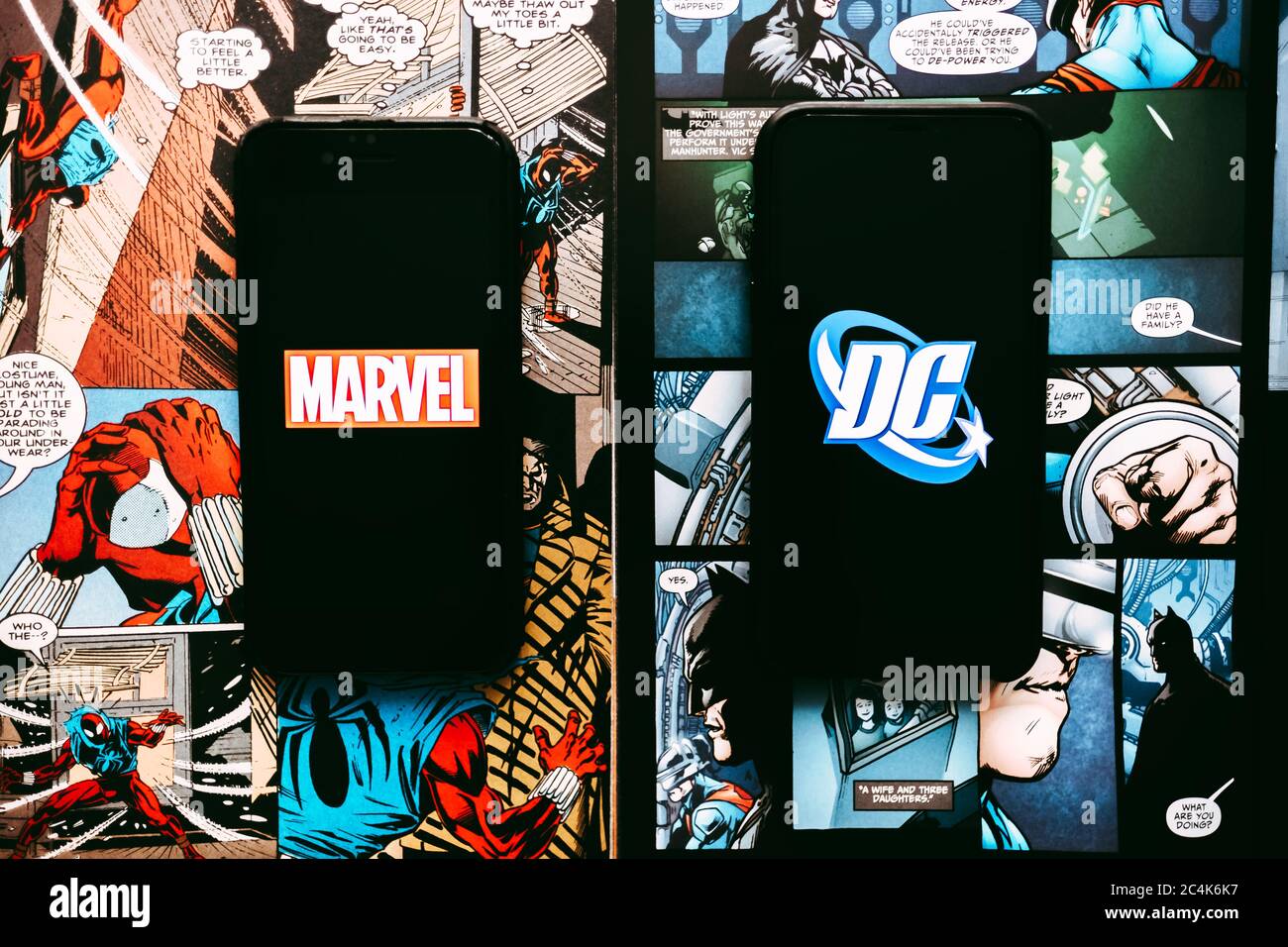 Marvel and DC comics logo Stock Photo - Alamy