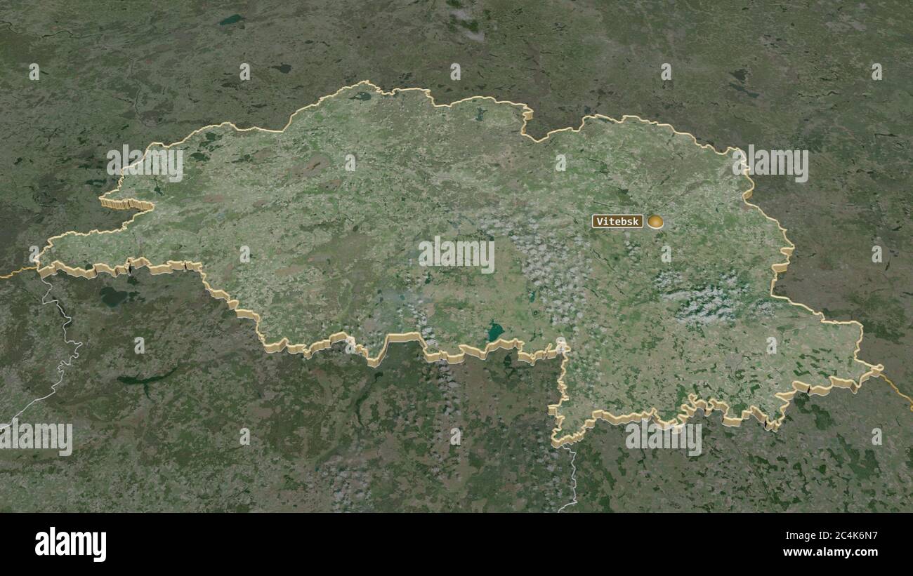 Zoom in on Vitsyebsk (region of Belarus) extruded. Oblique perspective ...